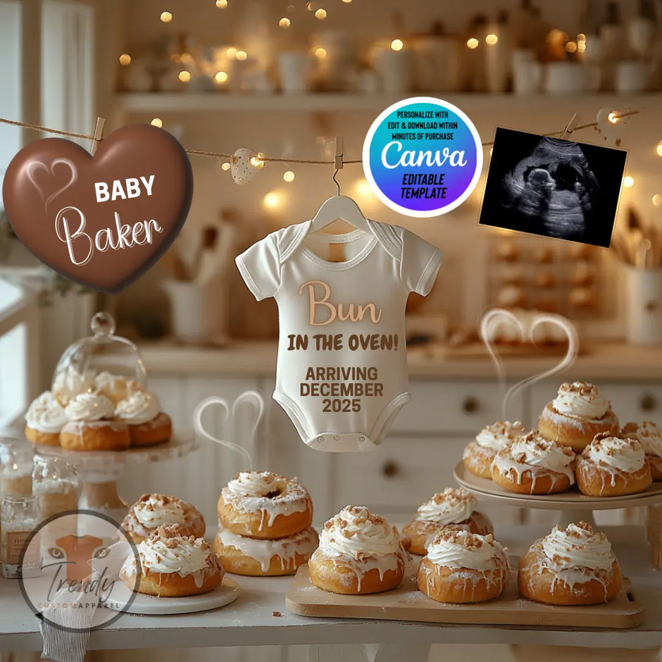 Bun in The Oven Pregnancy Announcement Template | Customizable Baking ...