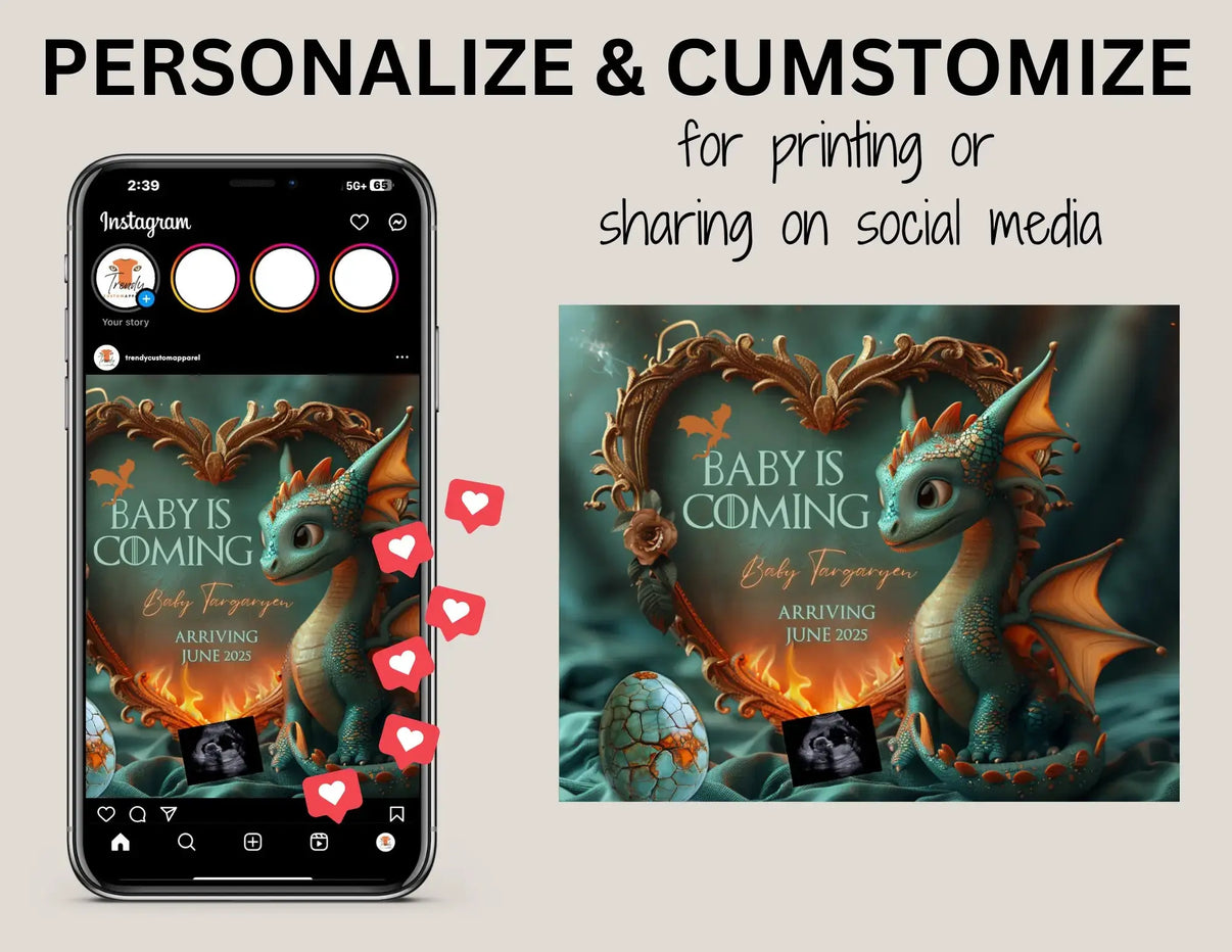 Baby Coming House of The Dragon Pregnancy Announcement Template ...