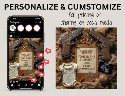 Customizable Glock Themed Pregnancy Announcement Template - Trendy Custom Apparel