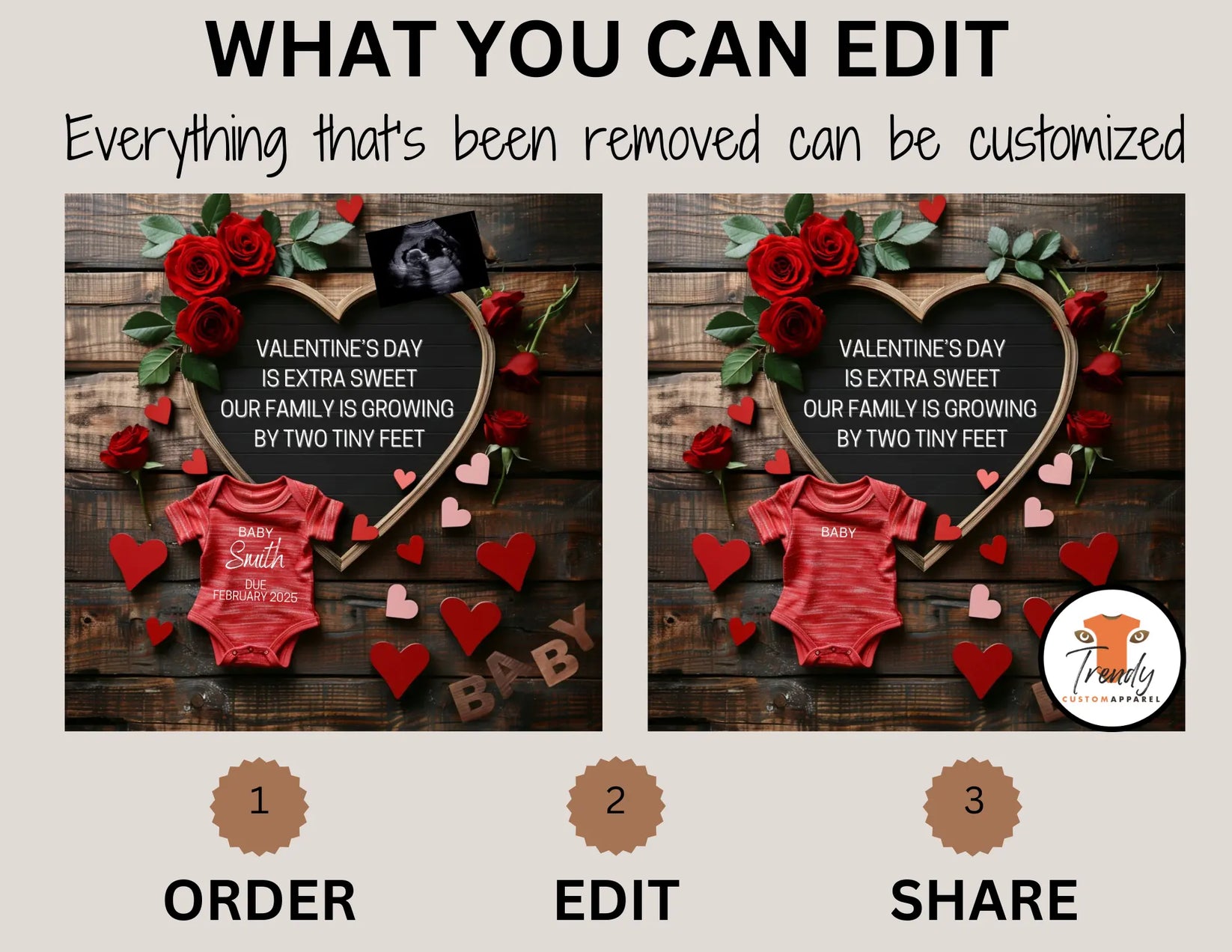 Extra Sweet Digital Valentine's Pregnancy Announcement | Customizable Template | Trendy Custom ...