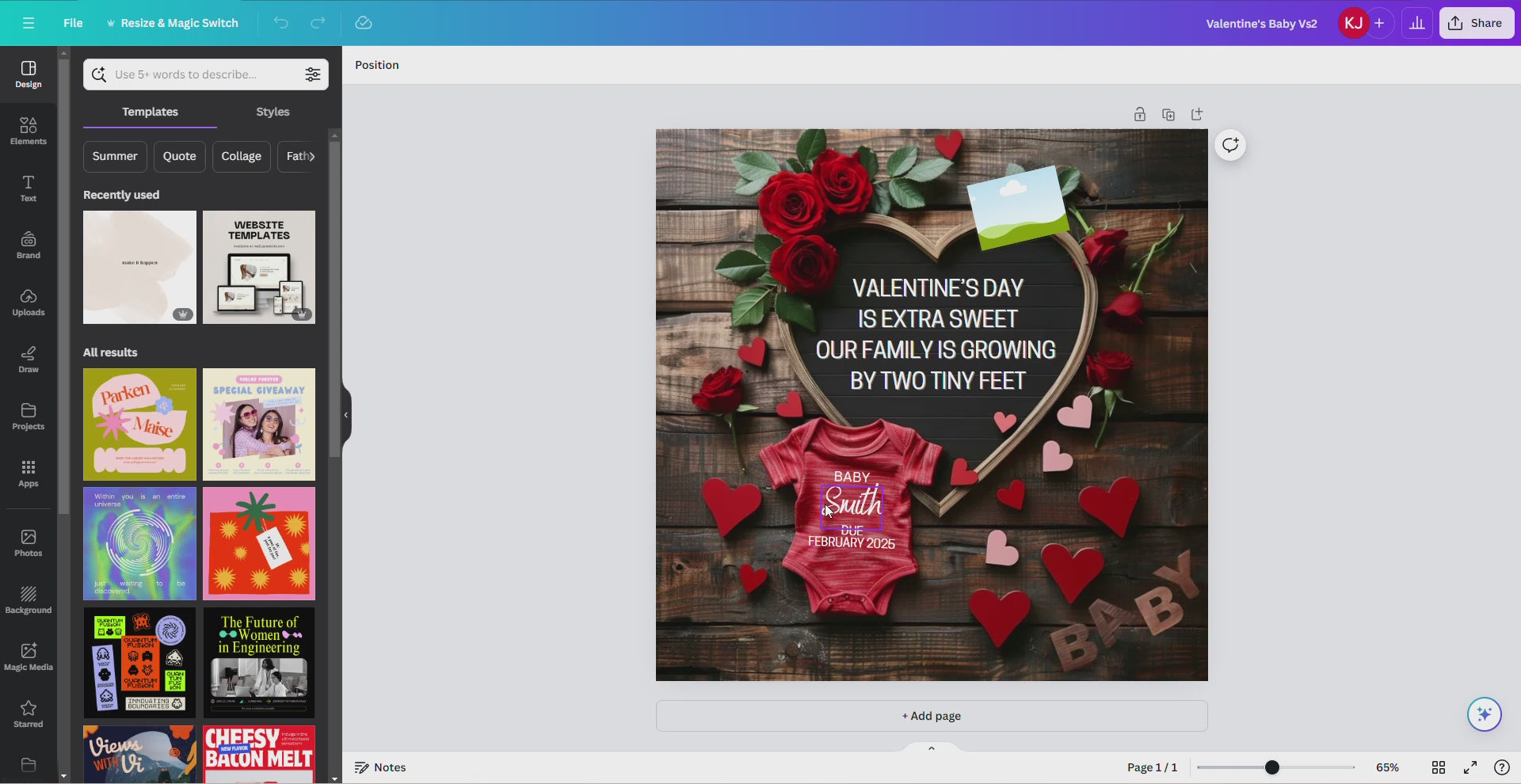 Extra Sweet Digital Valentine's Pregnancy Announcement | Customizable Template | Trendy Custom ...
